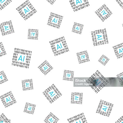 artificial intelligence ai with binary code seamless pattern line icons