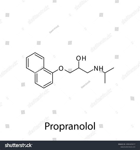 Propranolol Molecular Structure Flat Skeletal Chemical Stock Vector