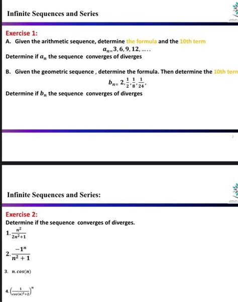 Solved Infinite Sequences And Series Exercise A Given Chegg