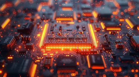 3d Image Of A Computer Chip In Computer In The Style Of Vray Tracing Tabletop Photography