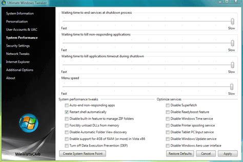 FREE Ultimate Windows Tweaker Tweak Windows Vista Sysops