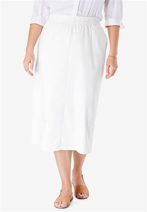 Elastic Waist Chino Skirt Plus Size Skirts Woman Within