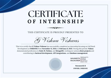 Vishnu Vishwas On Linkedin Internship Fullstackdevelopment Nodejs