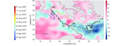 Current Vectors At 38 M Depth Derived From The Vm Adcp Along The Ships