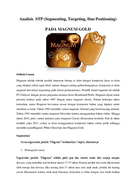 Doc Analisis Stp Segmenting Targeting Dan Positioning Pada Magnum Gold