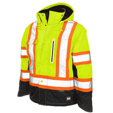 Tough Duck Ripstop Fleece Lined Safety Jacket With Quick Release Hoodi
