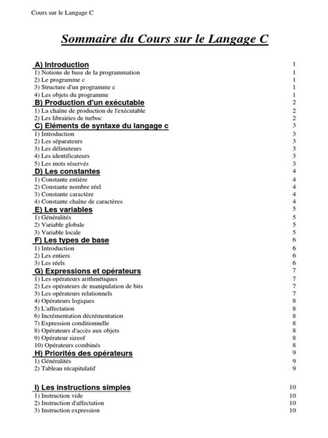 Cours Sur Le Langage Cpdf C Langage De Programmation Pointeur