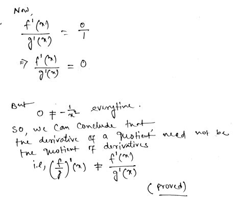 [solved] Problem 1 Show By Example That The Derivative Of A Quotient