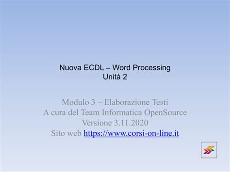 nuova ecdl word processing n 2 ppt