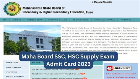 Maha Board Ssc Hsc Supply Exam Admit Card 2023 Releases Today Check