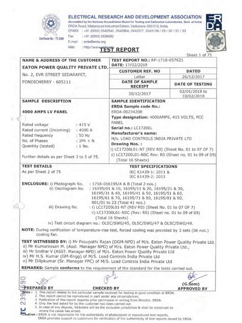 Iec 61439 Test Report For Eaton 4000a Pdf
