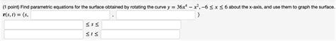 solved 1 ﻿point ﻿find parametric equations for the surface