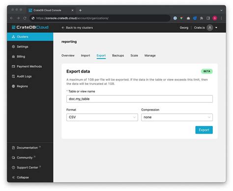 Cratedb On Linkedin Cratedb Cloud News Simple Data Export