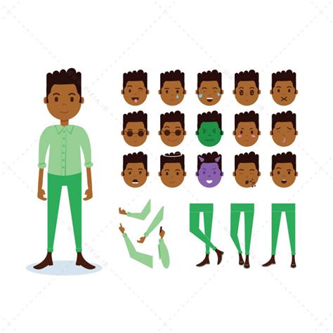 وکتور لایه باز کاراکتر پسر با طرح ساده و زیبا کاراکتر کارتونی مرد