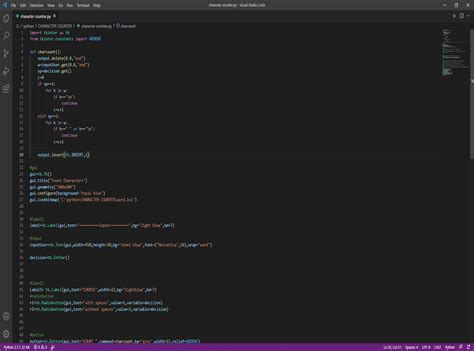 Character Count GUI In Python Harsh