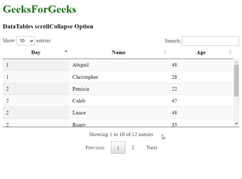DataTables ScrollCollapse Option StackLima