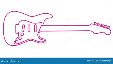 Electric Guitar Outline Stock Vector Illustration Of Shape 5840463
