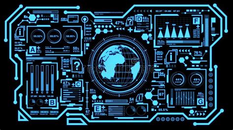 animation of hud interface display digital globe world map spinning