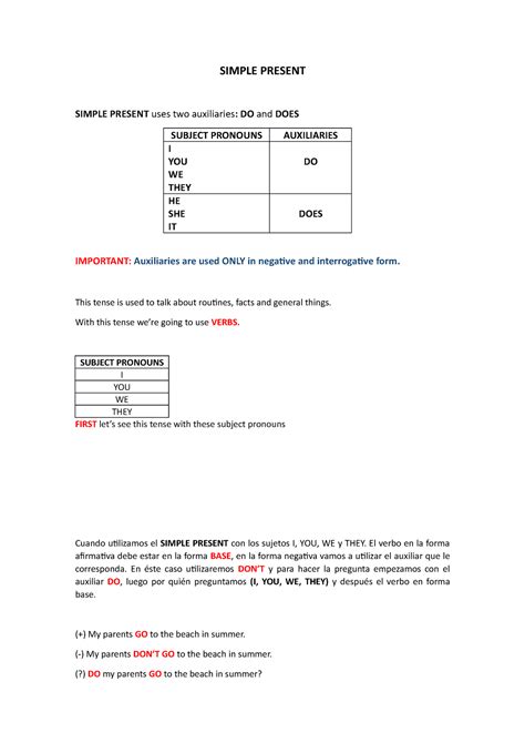 Simple Present Explanation Simple Present Simple Present Uses Two Auxiliaries Do And Does