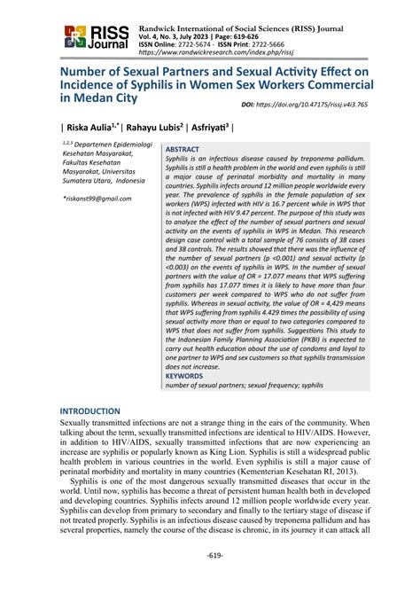 PDF Number Of Sexual Partners And Sexual Activity Effect On Incidence Of Syphilis In Women Sex
