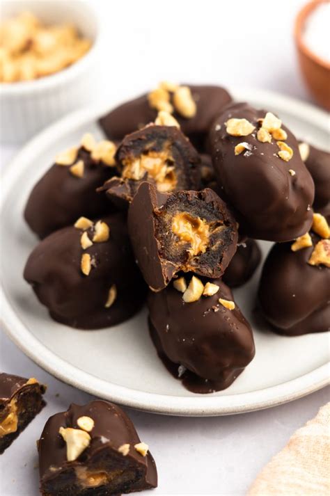 Easy Chocolate Covered Date Snickers Begin With Balance
