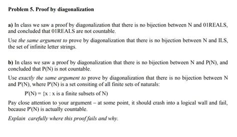 Solved Problem 5 Proof By Diagonalization A In Class We