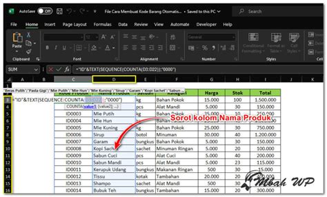 Cara Membuat Kode Barang Otomatis Di Excel