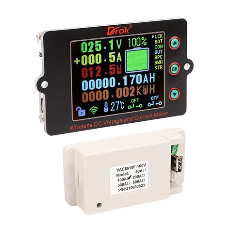 Wireless Charge Discharge Multi Meter Drok 0 100v 100a Dc Coulometer Voltmeter Battery Monitor