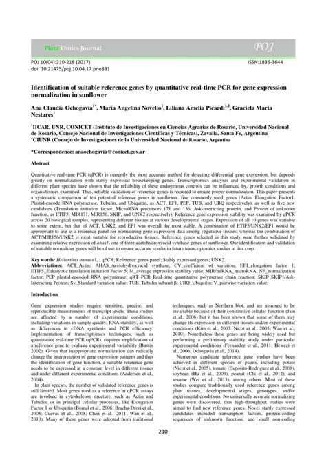 Pdf Identification Of Suitable Reference Genes By Quantitative Real Time Pcr For Gene