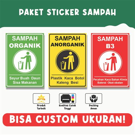Jual Sticker Sampah Organik Anorganik Dan B3 Label Tempat Sampah Pilah Sampah Dengan Mudah