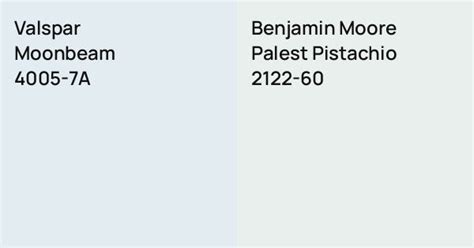 Valspar Moonbeam Vs Benjamin Moore Palest Pistachio Comparison