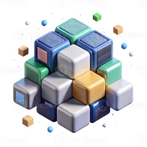 Vibrant Artistic Isometric Data Cubes Cutout For Business Analytics High Resolution 59142297 Png