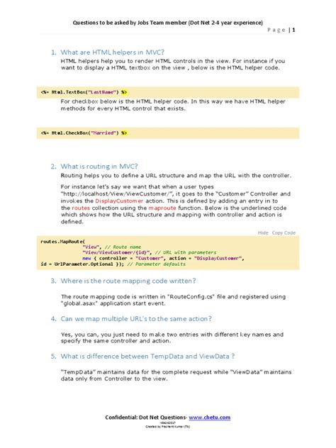 Dot Net Questions To Be Asked By Jobs Team Member Pdf Database