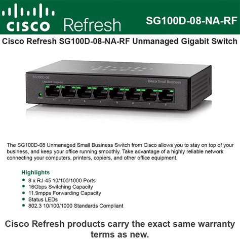 Cisco SG100D 08 Refresh 8 Port Gigabit Switch 8 X 10 100 1000 Walmart Com
