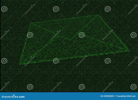 Digital Envelope Made Of Green Binary Code Stock Illustration Illustration Of Communication