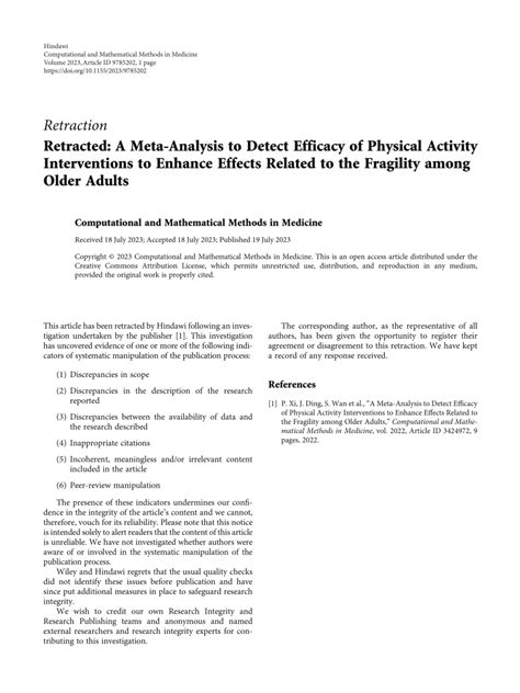 Pdf Retracted A Meta Analysis To Detect Efficacy Of Physical