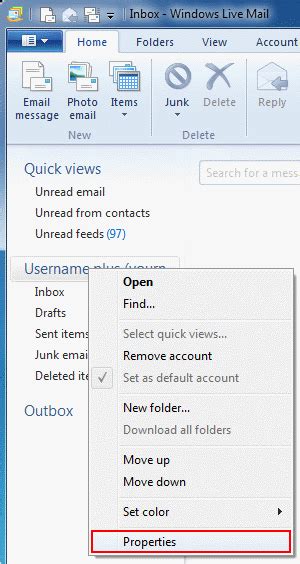 send email from any connection windows live mail 2011 help plusnet