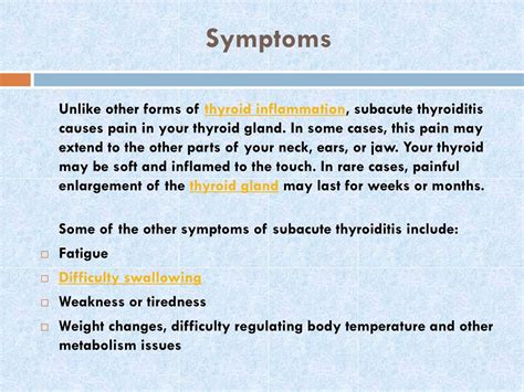 Ppt De Quervains Subacute Thyroiditis Symptoms Causes And More Powerpoint Presentation
