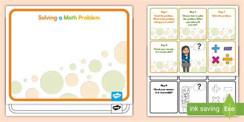 Mathematical Chart Solving A Math Problem Anchor Chart