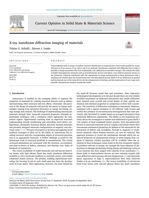 Pdf X Ray Nanobeam Diffraction Imaging Of Materials