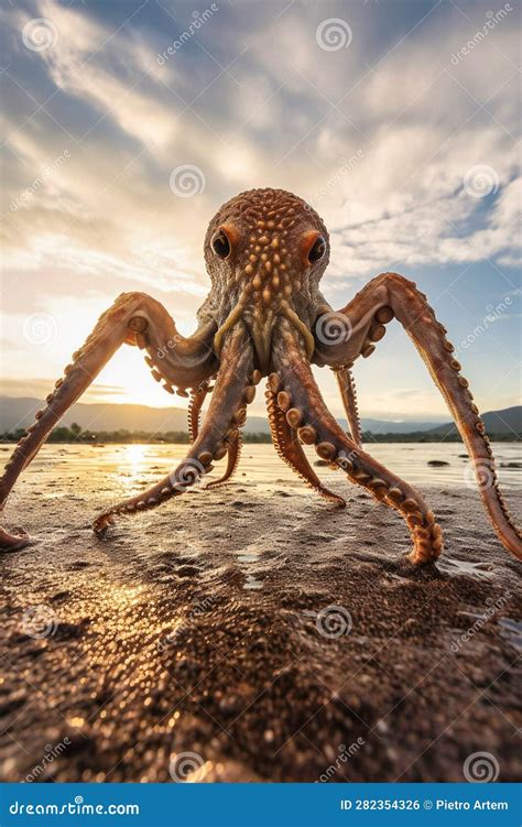 Huge Close Up Octopus Generative Ai Stock Illustration Illustration