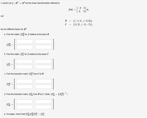 Solved 1 Point Let F R2→r2 Be The Linear Transformation