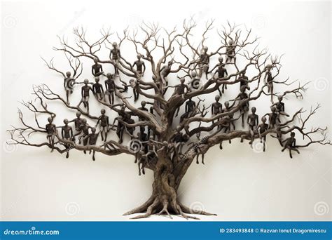 Tree Formed Entirely By Interconnected Human Figures Symbolizing Unity And Interconnectedness