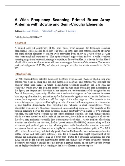 A Wide Frequency Scanning Printed Bruce Array Antenna With Bowtie And