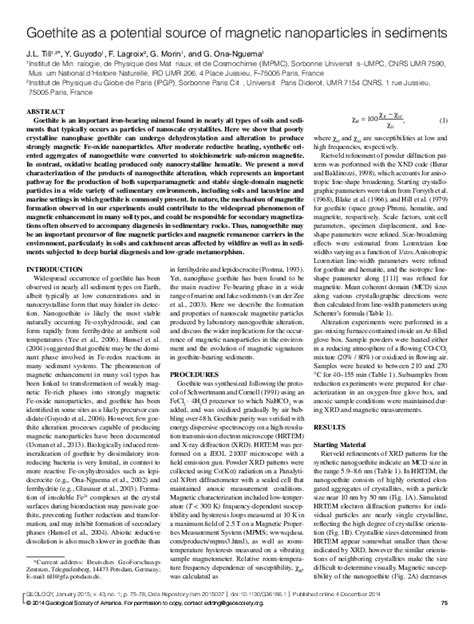 Pdf Goethite As A Potential Source Of Magnetic Nanoparticles In Sediments
