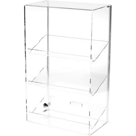 Plymor Clear Acrylic Locking Display Case With Angled Shelves H X W X D