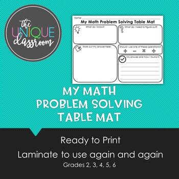 FREEBIE My Math Problem Solving Table Mat By The Unique Classroom