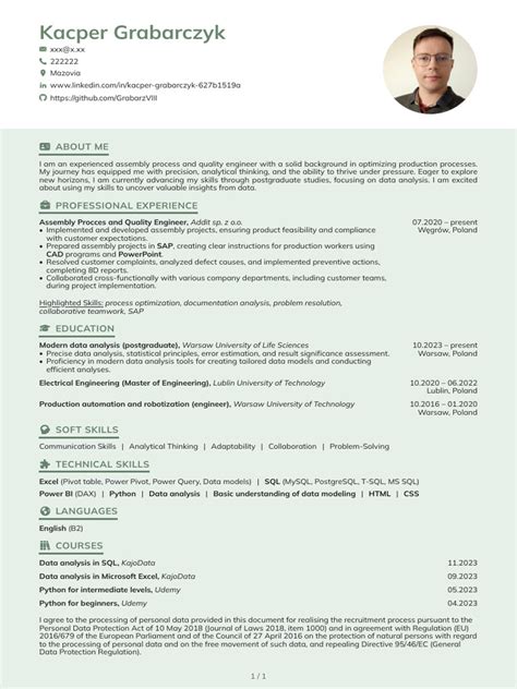 kacper grabarczyk flowcv resume 20231209 pdf data analysis data