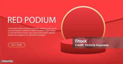 제품 프리젠테이션을 위한 추상 3d 구성 빨간 배경에 실린더 연단 벡터 일러스트 레이 션 0명에 대한 스톡 벡터 아트 및 기타 이미지 Istock