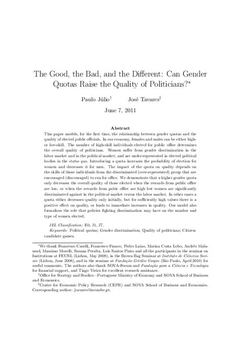 Pdf The Good The Bad And The Different Can Gender Quotas Raise The